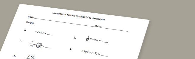 Achievethecore.org :: Operations on Rational Numbers Mini-Assessment